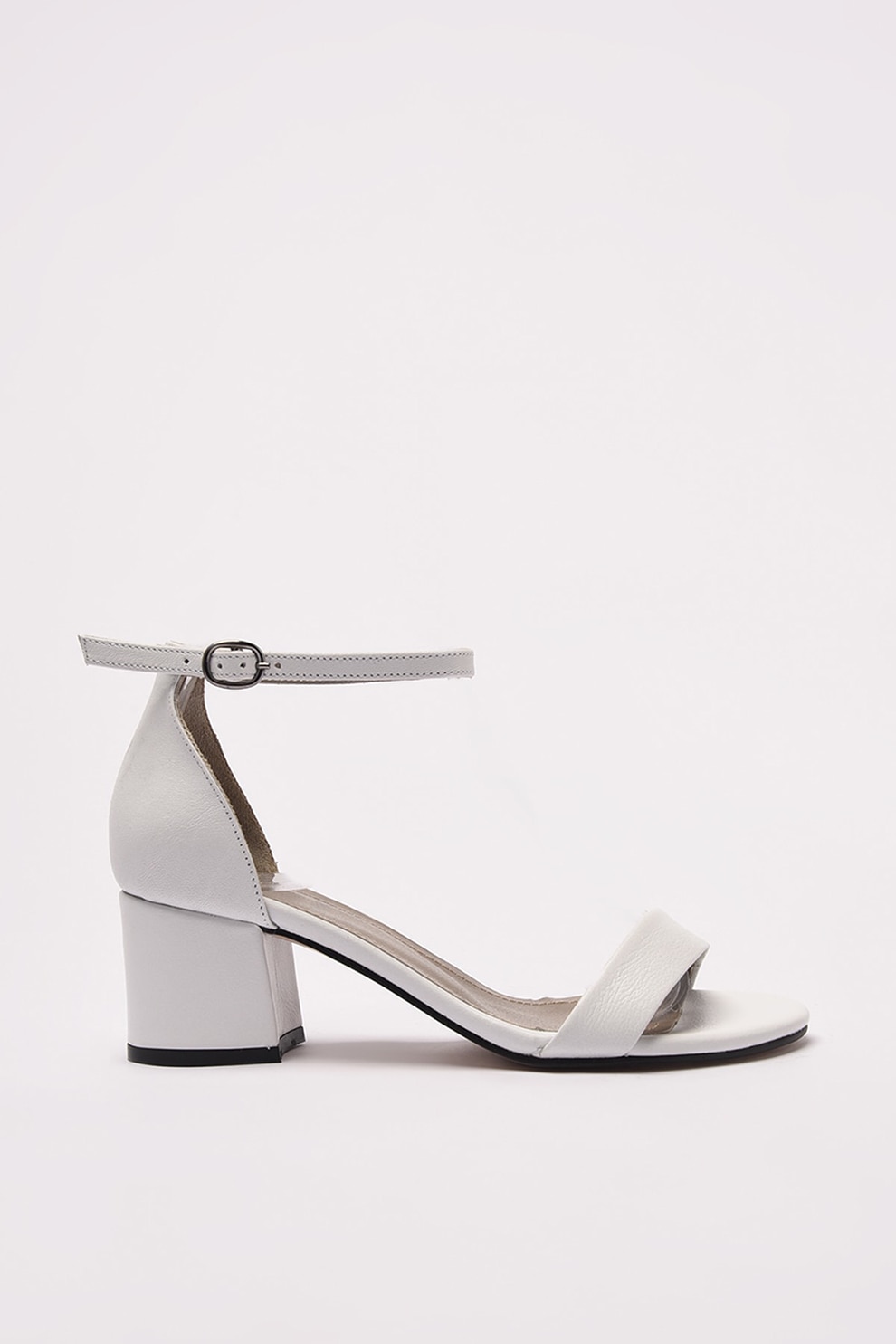 Trendyol, Sandale de piele cu toc masiv, Alb, 37 - eMAG.ro