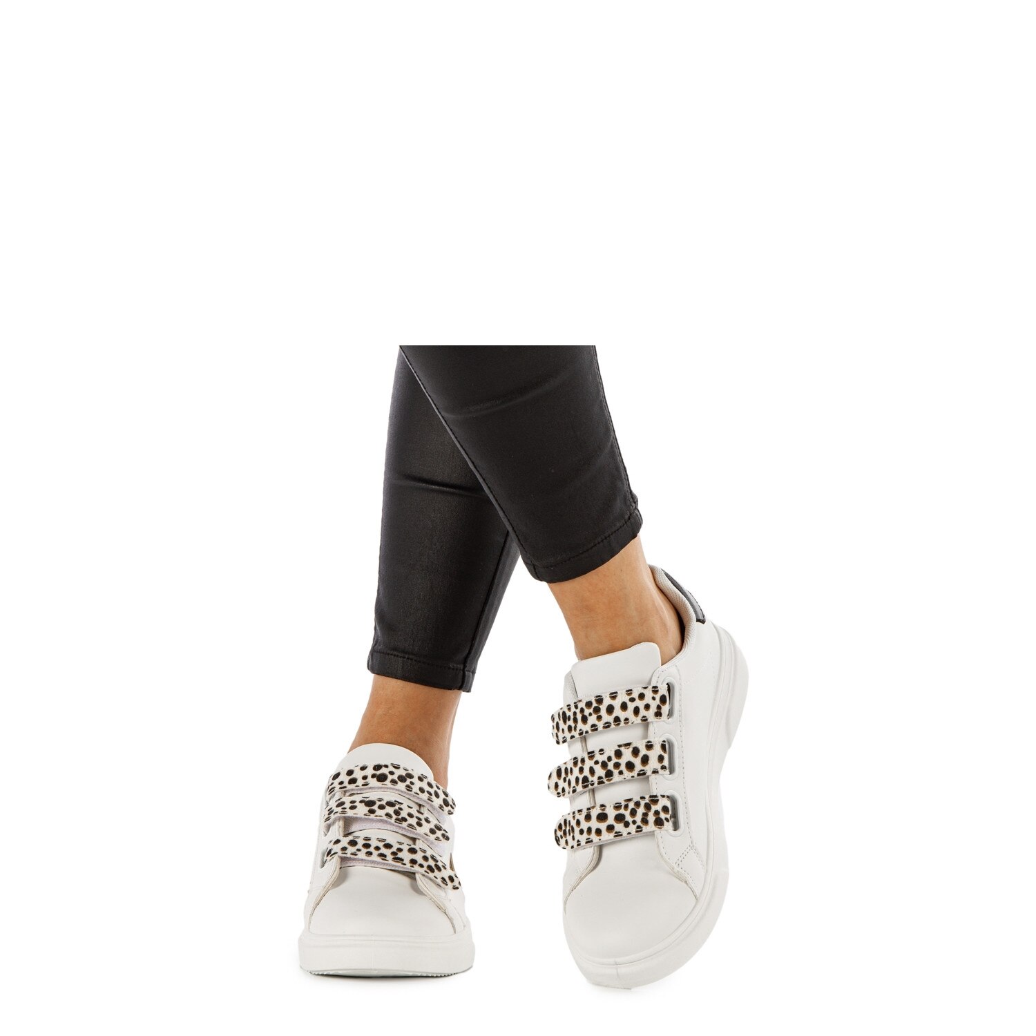 Pantofi sport dama Neriah alb leopard, Alb, 40 - eMAG.ro