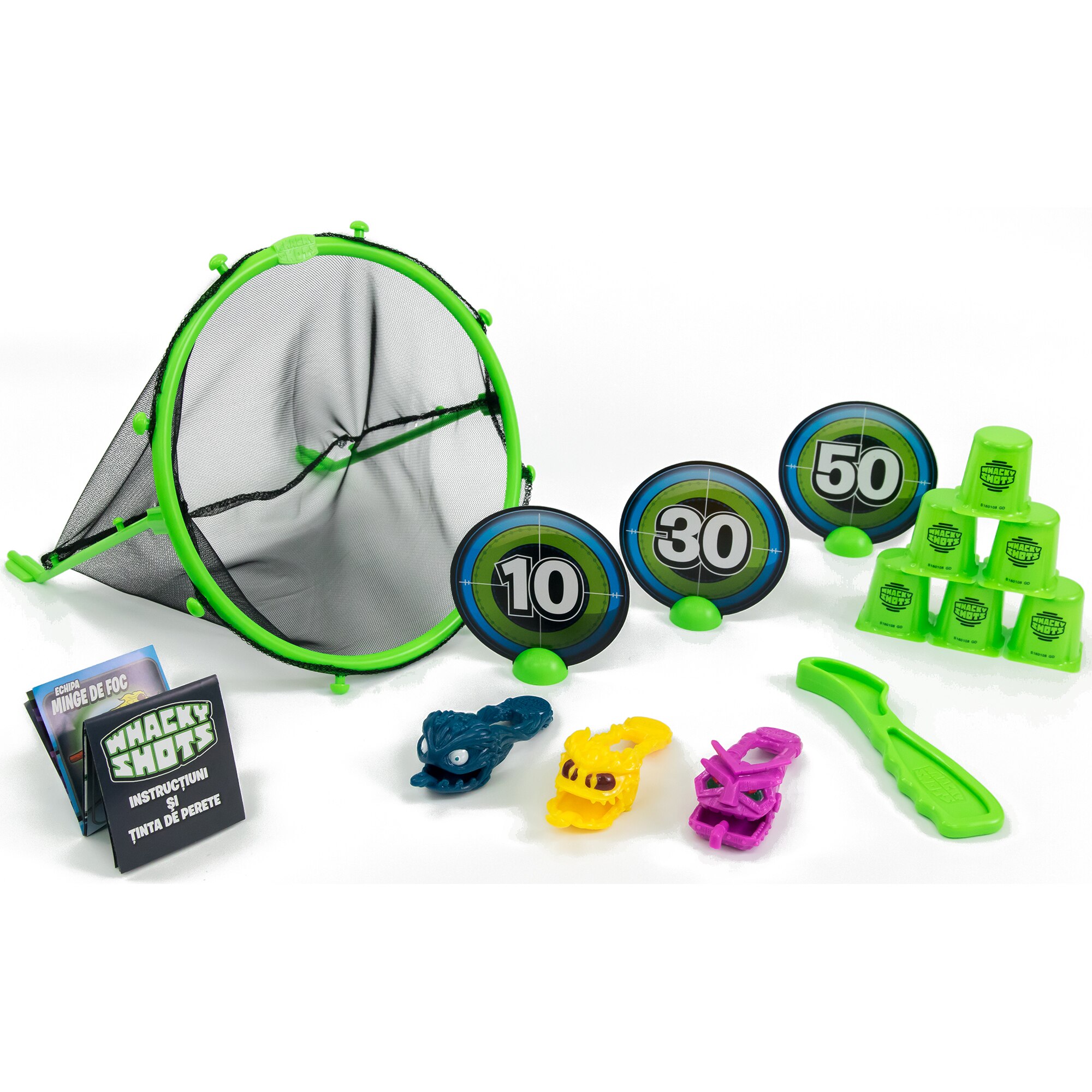 Set de joaca Whacky Shots 3 figurine cu lansator si accesorii - eMAG.ro