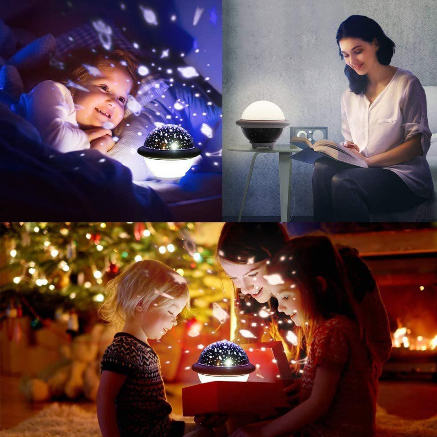 Lampa de veghe OZN portabila cu LEDuri pentru copii, cu proiector, 3 ...