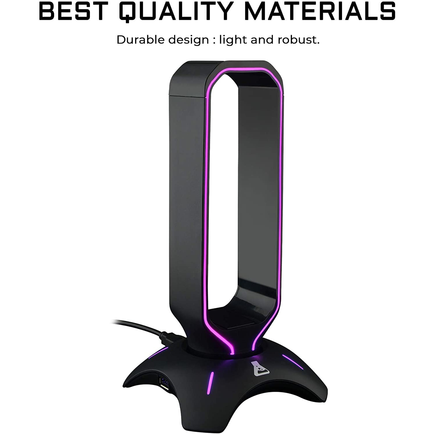 Stand Casti G-Lab K-Stand Radon, 2 x USB 2.0, RGB Backlight, Black ...