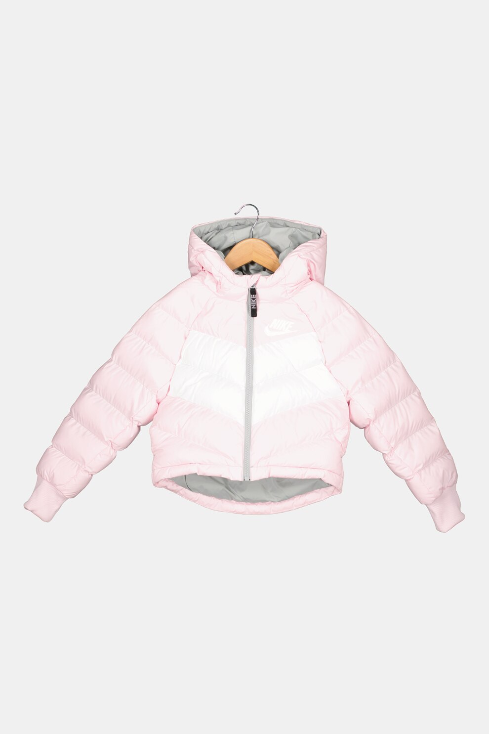 Nike, Geaca cu gluga si model matlasat, Roz, 137-147 CM Standard - eMAG.ro