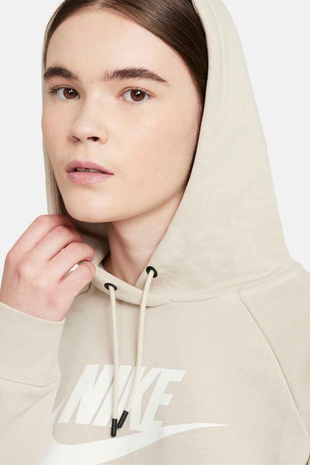 Nike, Hanorac crop cu logo Essential, Crem, M - eMAG.ro