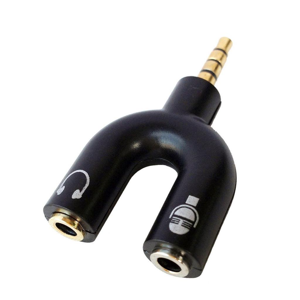 Adaptor mufa audio jack 3.5mm, Casti si microfon, Negru - eMAG.ro
