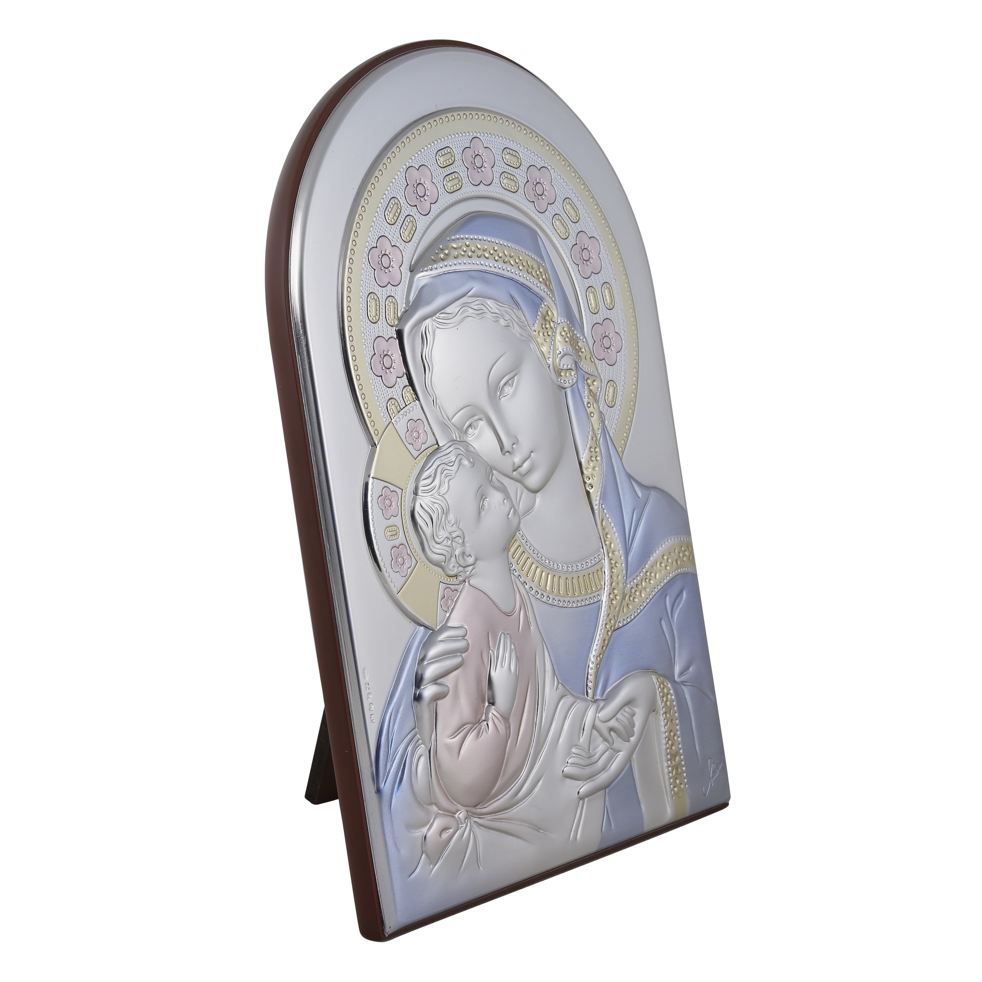 Icoana placata cu argint, pictata manual - Maica cu pruncul Iisus ...