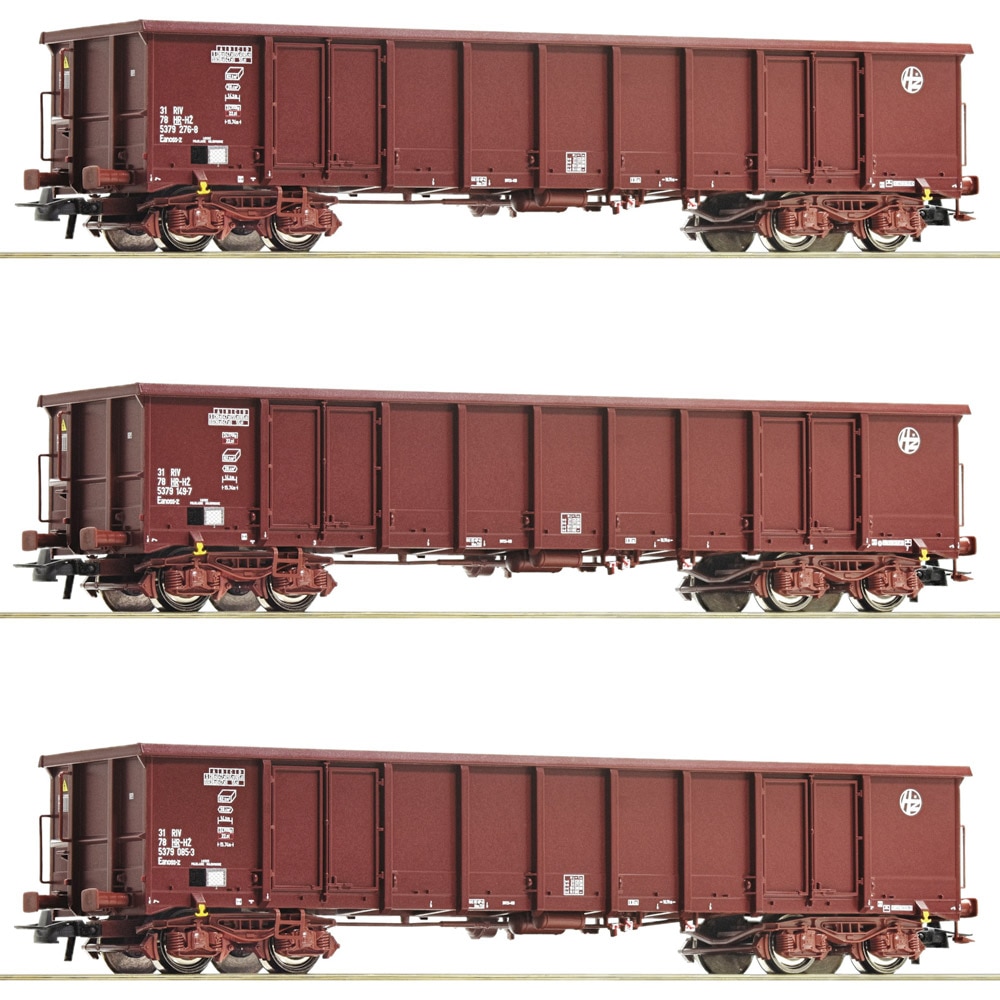 Set Vagoane Gondola tip Eanos, Roco, scara H0, 3 piese - eMAG.ro