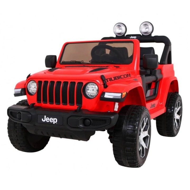 Masinuta electrica Jeep Wrangler Rubicon Rosu 4x4 cu telecomanda si ...