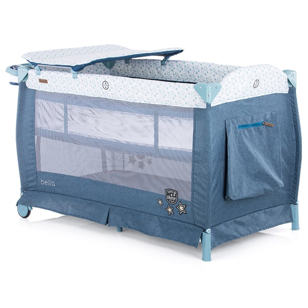 Patut pliabil Chipolino Bella blue linen - eMAG.ro