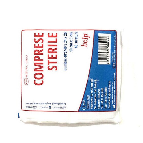 Comprese sterile din tifon, Rvm, 10 cm x 8 cm, 48 straturi - eMAG.ro