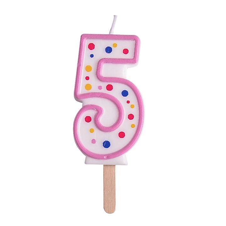 Lumanare tort cifra 5, roz, PME - eMAG.ro