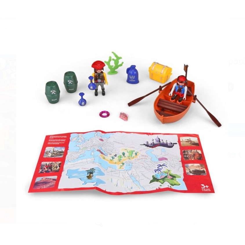 Set figurine Pirati, barca, cufar, harta comoara, 3 ani+ - eMAG.ro