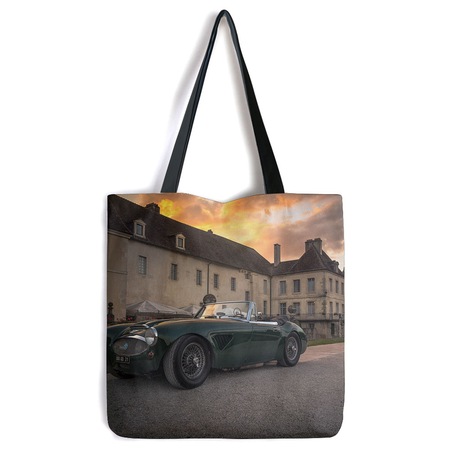 Geanta Tote Bag Art Star, Masini de epoca in fata unei cladiri antice ...