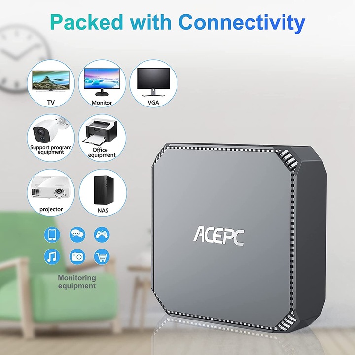 Mini PC ACEPC AK2 cu procesor Intel Celeron J3455 pana la 2.3 GHz ...