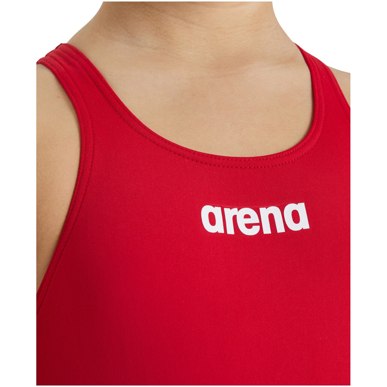 Costum de inot pentru fete One Piece Arena Solid Swim Pro Jr, Rosu/Alb ...