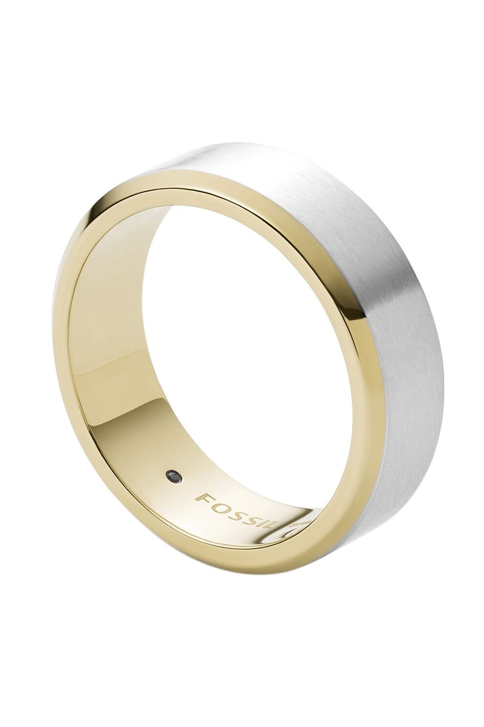 Fossil, Inel de otel inoxidabil cu doua nuante, Auriu, Argintiu, 63 ...