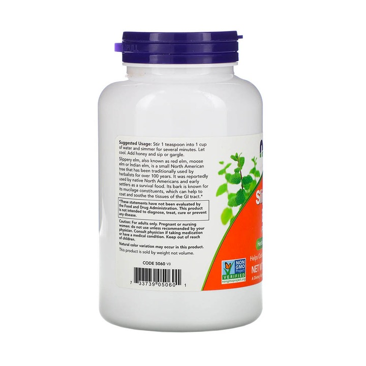 Slippery Elm Powder, (Ulm Alunecos), Now Foods, 113g - eMAG.ro