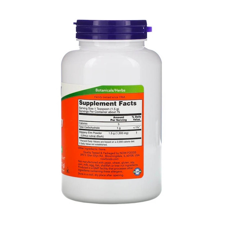 Slippery Elm Powder, (Ulm Alunecos), Now Foods, 113g - eMAG.ro