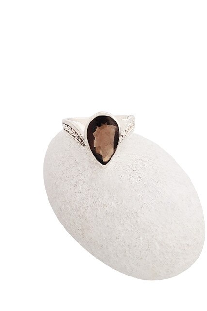 Inel argint 925 Lacrima cu piatra Cuart fumuriu - eMAG.ro