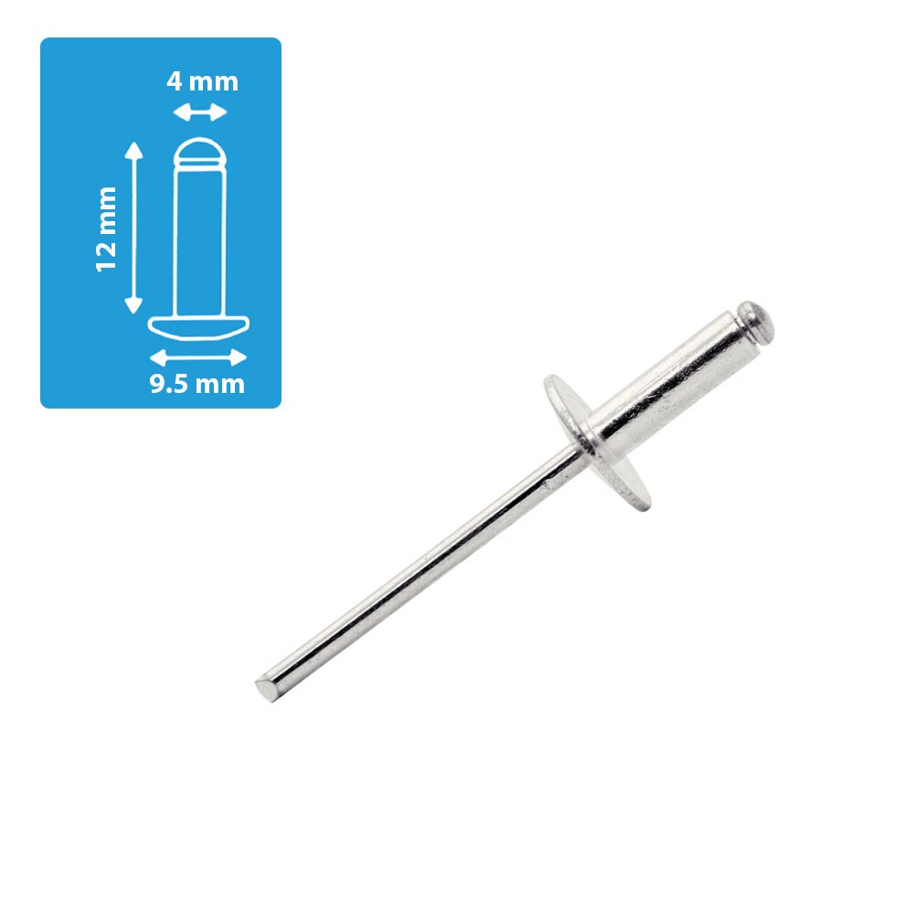 Nituri cu cap larg Rapid diametru 4.0mm x 12mm, aluminiu, burghiu metal ...