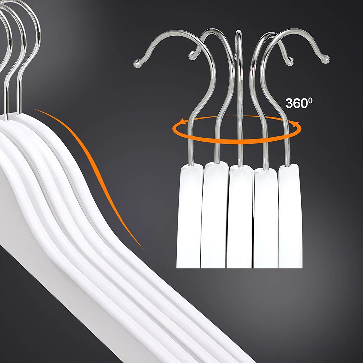 Set umerase haine, 50 bucati, Lemn artar, Alb - eMAG.ro