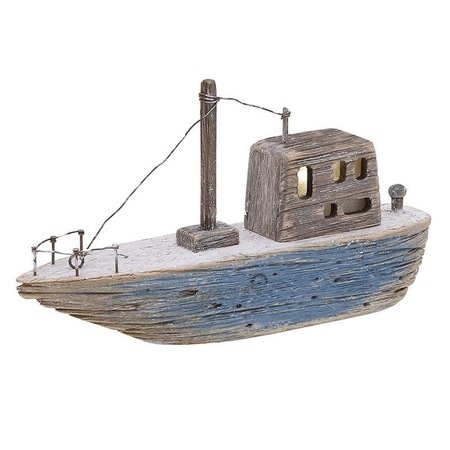 Decoratiune barca, lemn, led, 25x6x13 cm - eMAG.ro