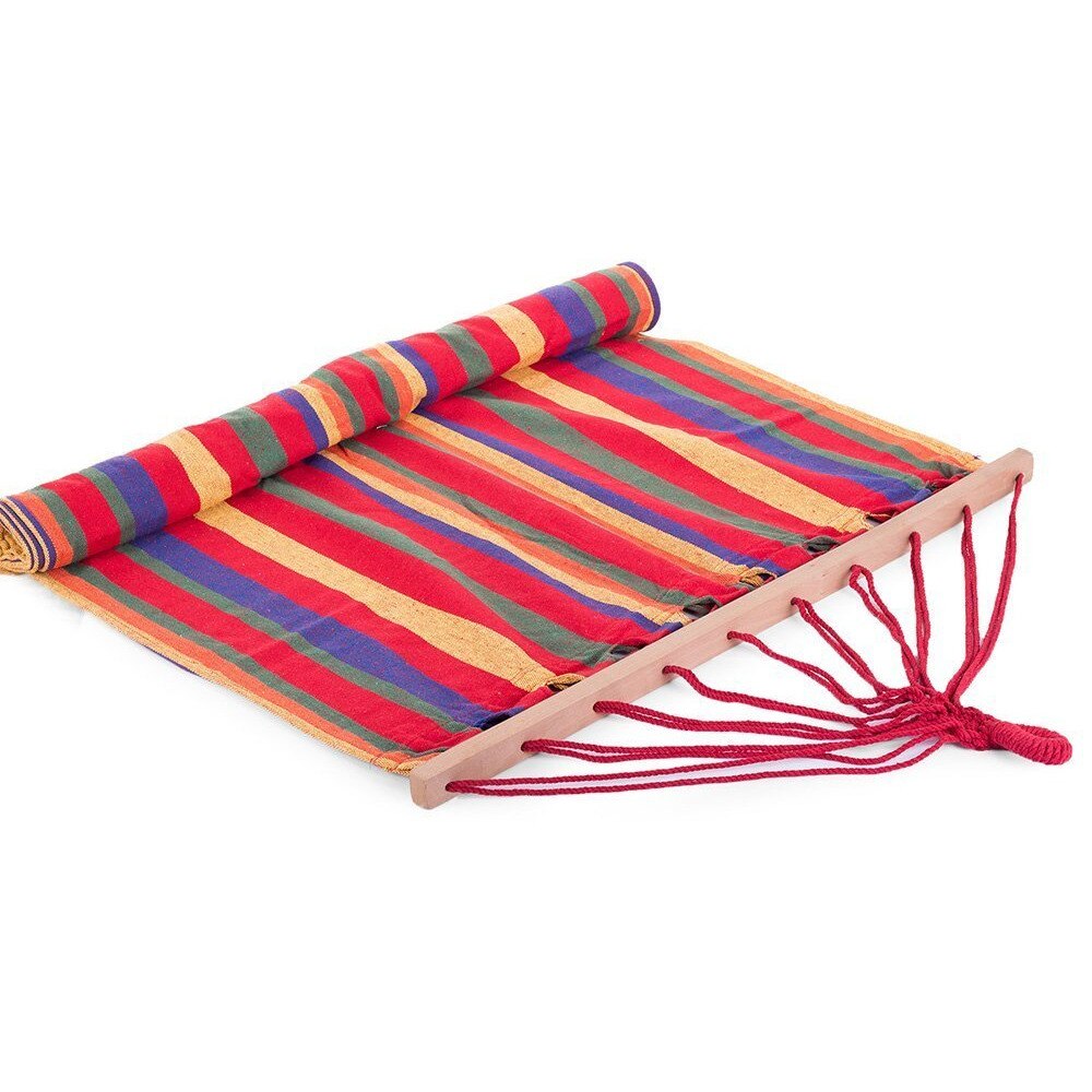 Hamac de 1 persoana pentru gradina, bara de lemn, bumbac, 200 x 80 cm ...