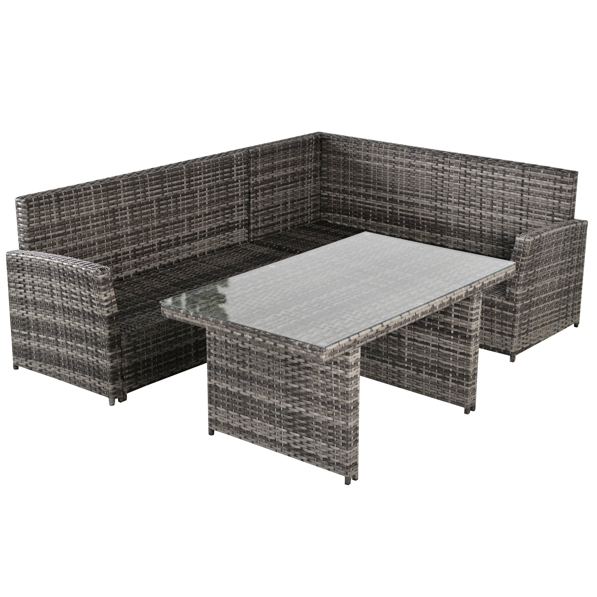 Set mobilier gradina Outsunny, 3 piese, Ratan sintetic, Gri - eMAG.ro