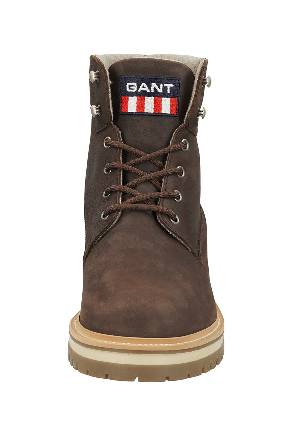 Gant, Кожени боти с лого, Тъмнокафяв, 41 - eMAG.bg