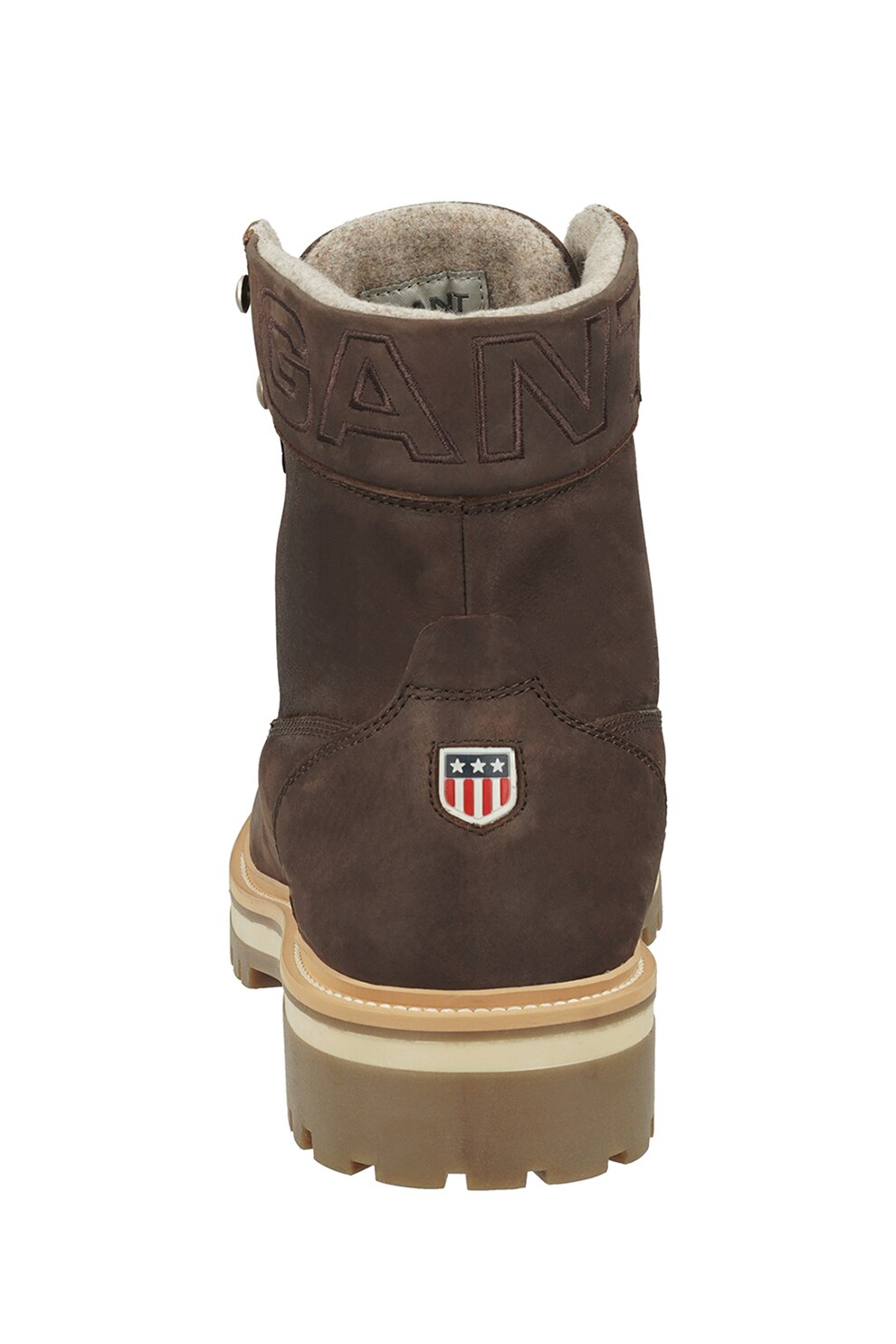 Gant, Кожени боти с лого, Тъмнокафяв, 41 - eMAG.bg