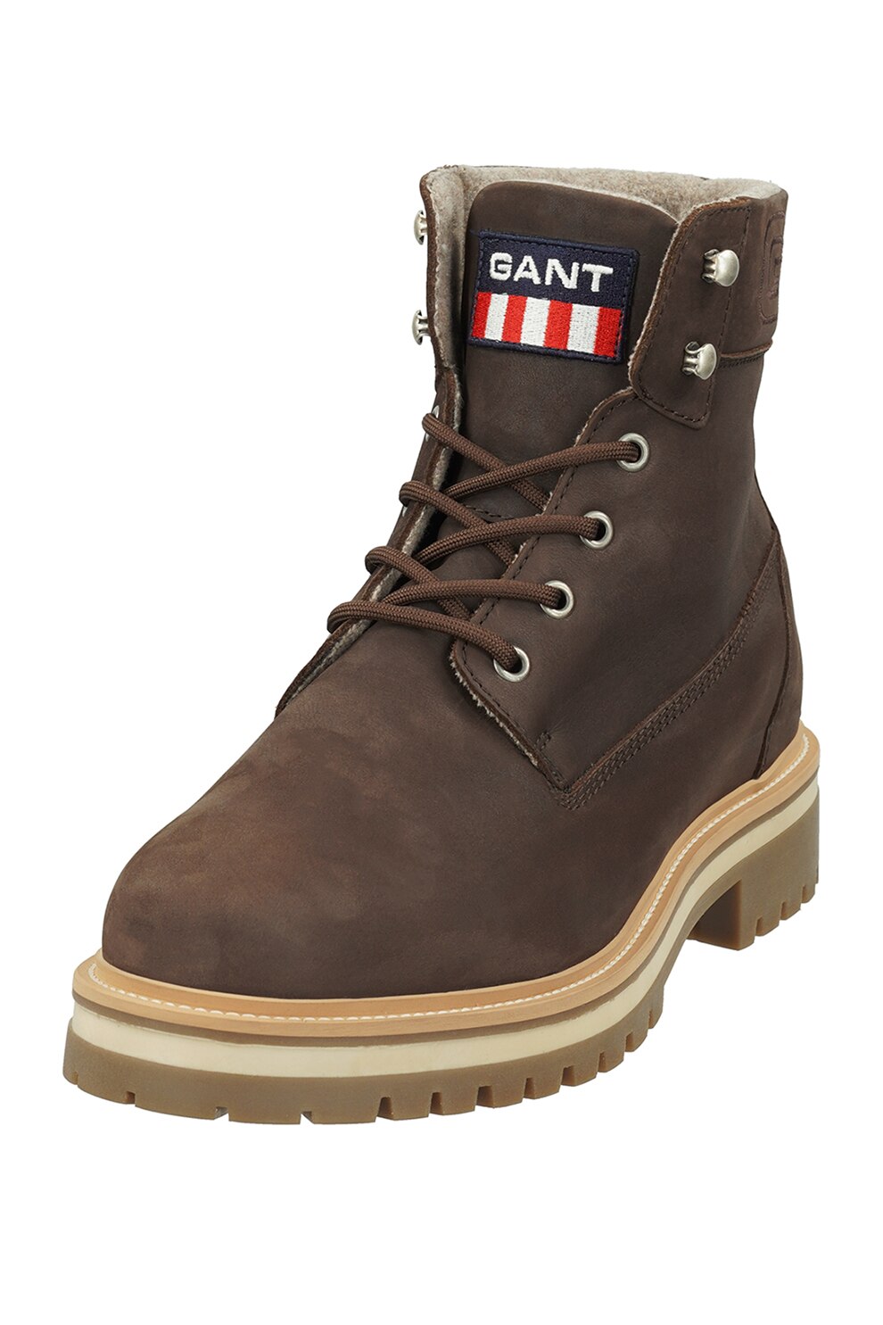 Gant, Кожени боти с лого, Тъмнокафяв, 41 - eMAG.bg