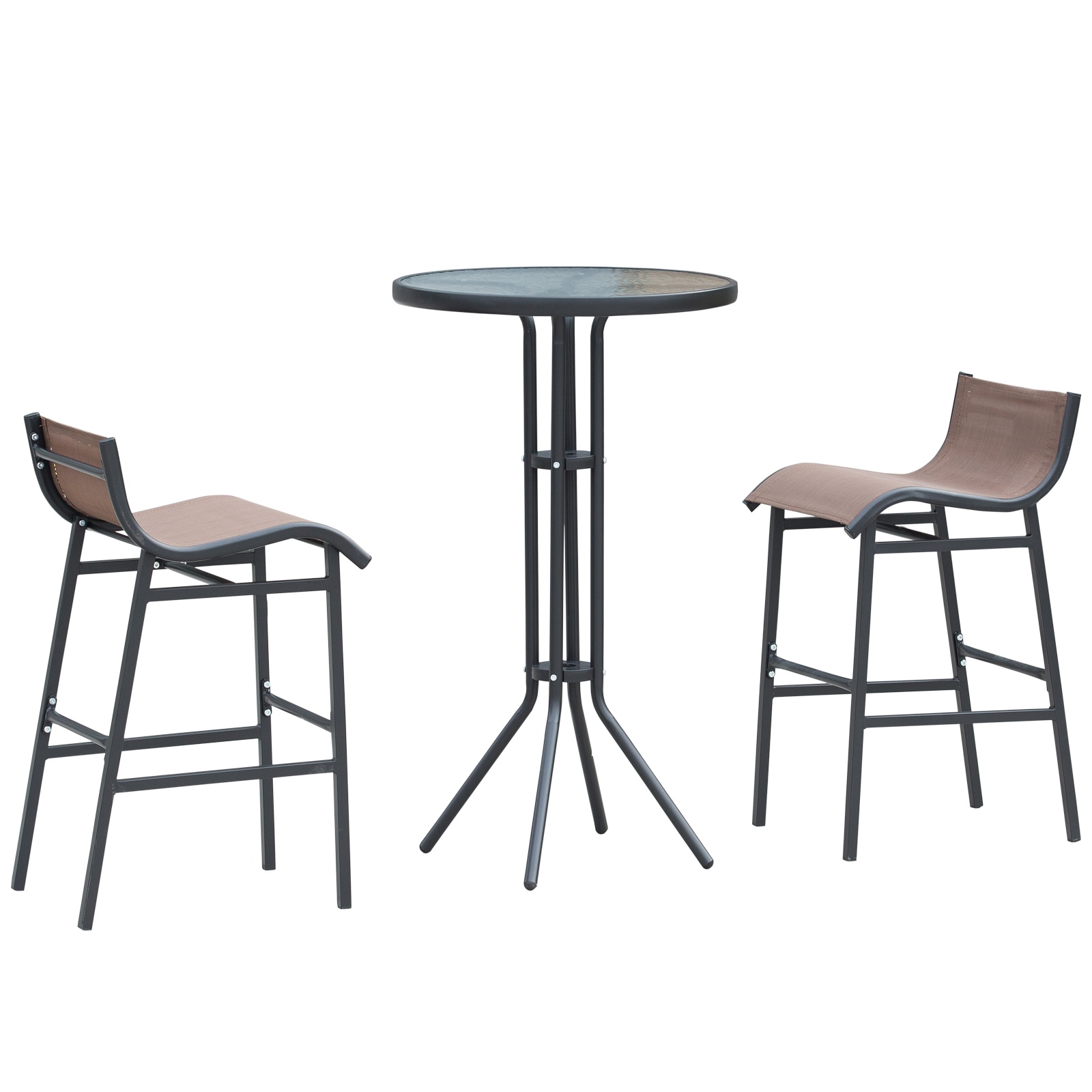 Set mobilier exterior pentru bar Outsunny, 3 piese, 2 scaune inalte ...