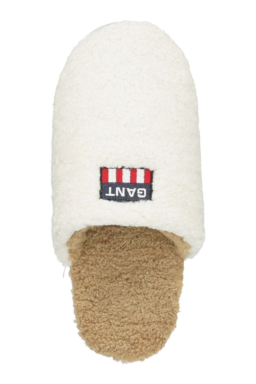 Gant, Papuci de casa din material teddy, cu logo, Alb, 38 - eMAG.ro