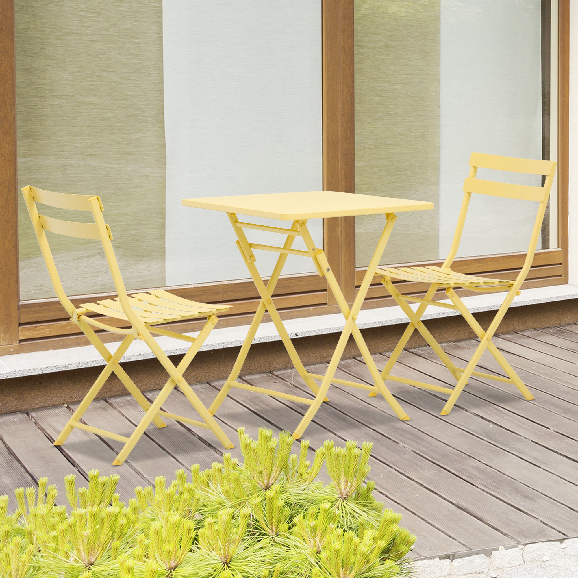 Set mobilier exterior Outsunny, 3 piese pliabile, Masuta de cafea, 2 ...