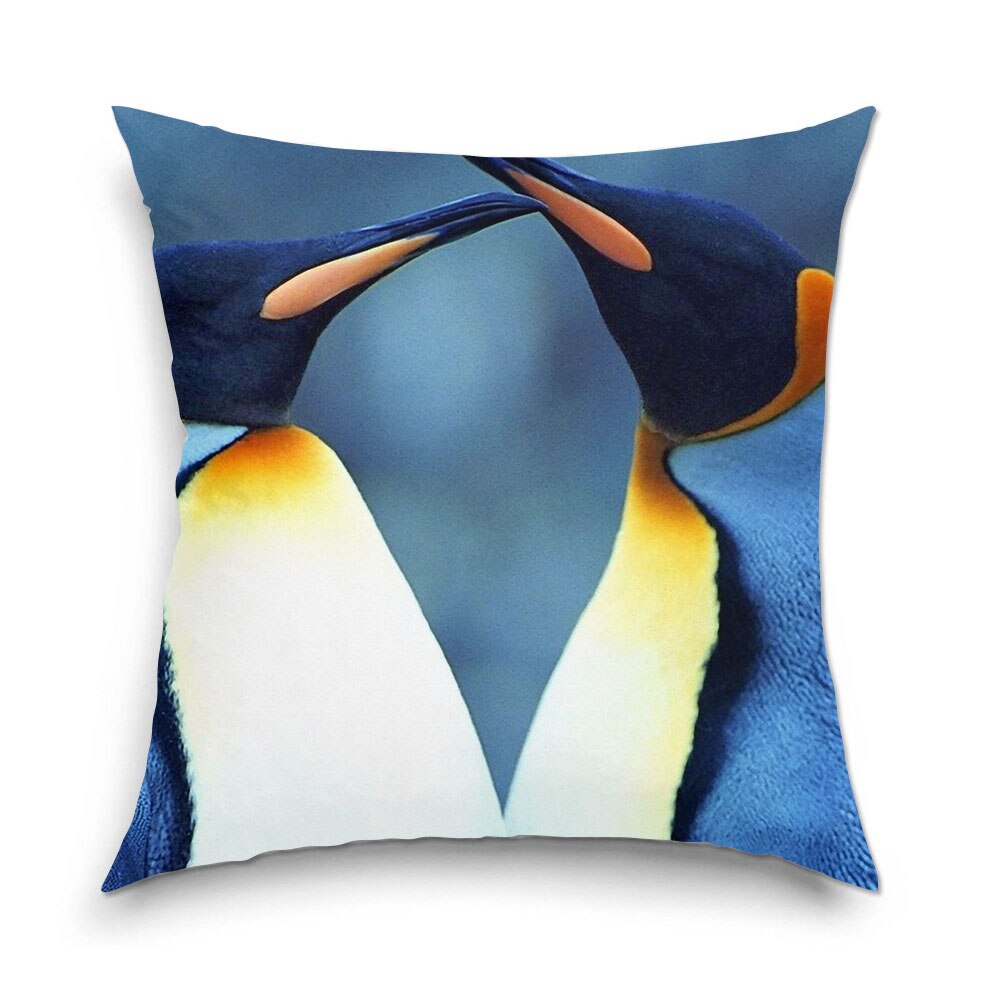 Art Star dekoratív párna, páros kék pingvinek, állatok, modern lakberendezési tárgyak, 38 x 38 ...