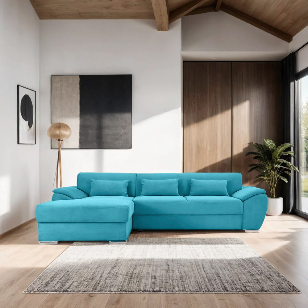 Coltar Extensibil PICASSO, 300x170x80 cm, cu Lada de Depozitare, Arcuri ...