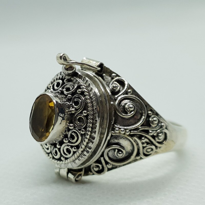 Inel dama, model Caseta, cu Citrin natural, Argint 925, marimea 8 - eMAG.ro