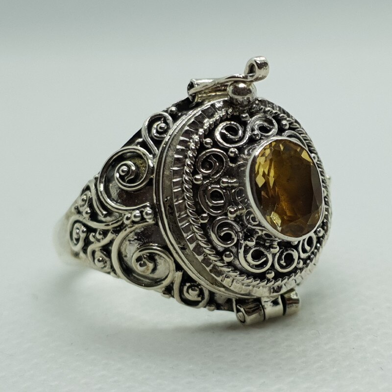 Inel dama, model Caseta, cu Citrin natural, Argint 925, marimea 8 - eMAG.ro