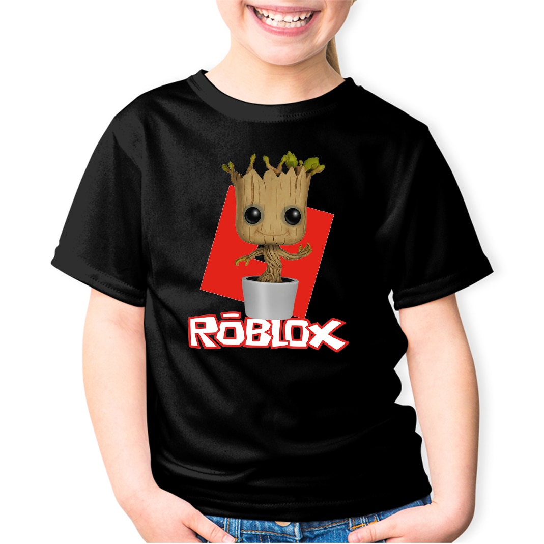 Тениска Детска Baby Groot Roblox Cute Tree Love, Черен, Размер 104-110 ...