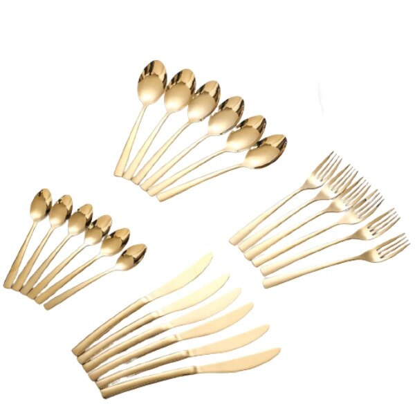 Set 24 tacamuri Luxury High Quality, culoare auriu lucios - eMAG.ro