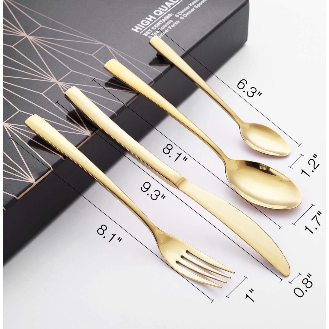 Set 24 tacamuri Luxury High Quality, culoare auriu lucios - eMAG.ro