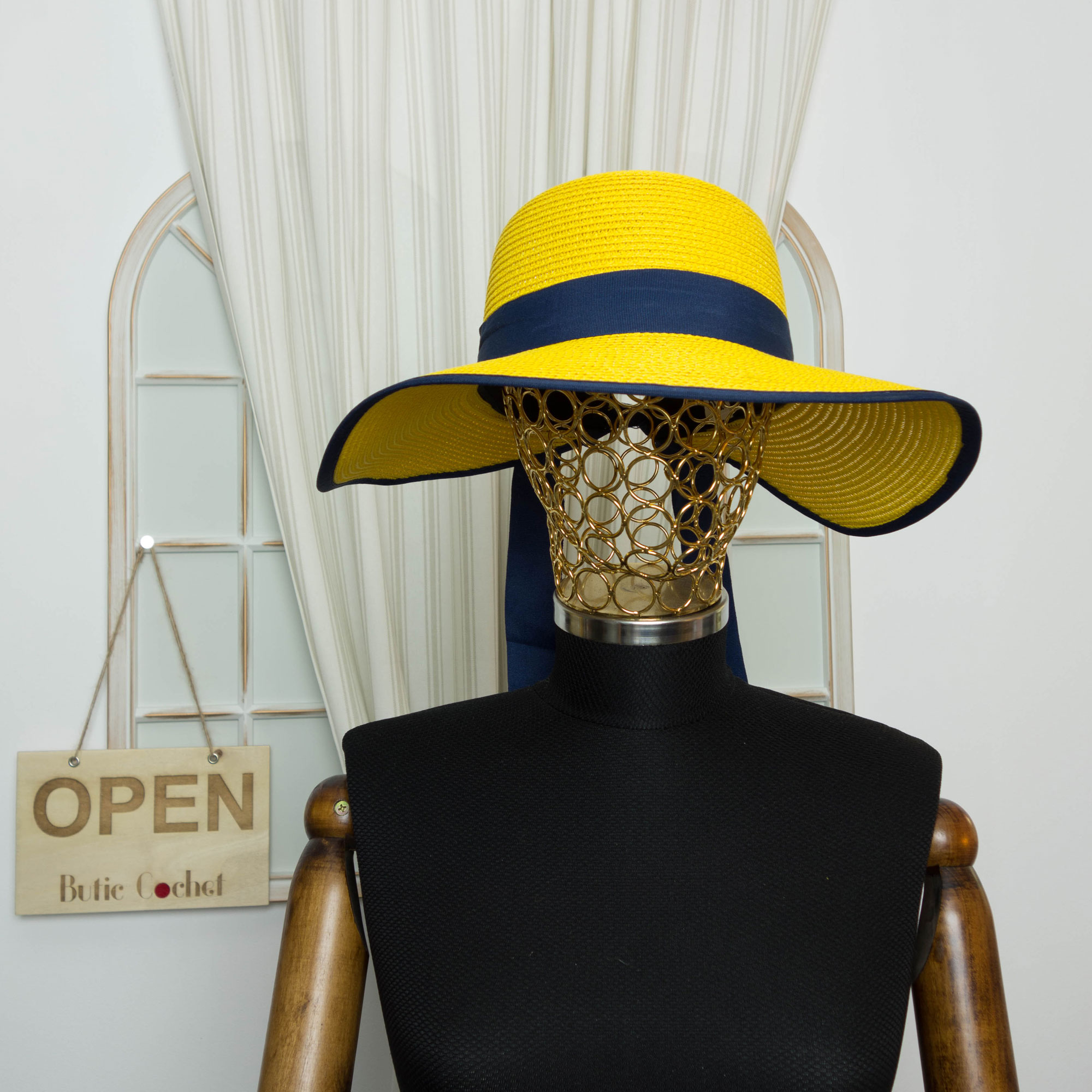 Anoul PAL413 női napkalap, állítható méret, sárga / tengerészkék - eMAG.hu