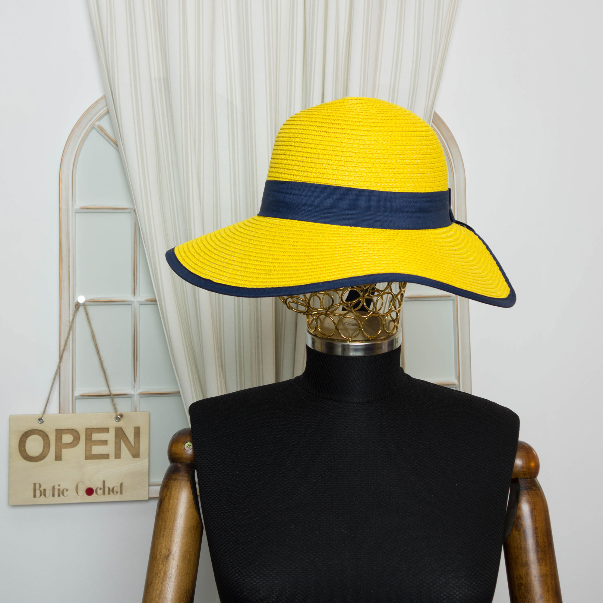 Anoul PAL413 női napkalap, állítható méret, sárga / tengerészkék - eMAG.hu