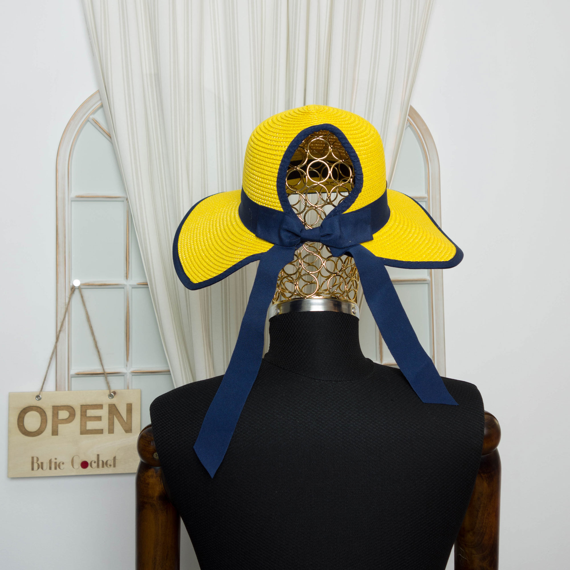 Anoul PAL413 női napkalap, állítható méret, sárga / tengerészkék - eMAG.hu