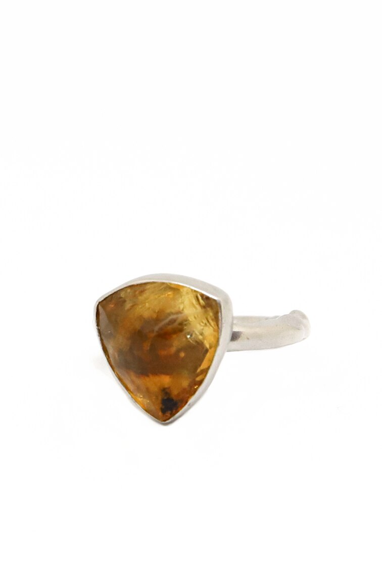Inel dama, argint 925 cu caboson Citrin natural, masura 8 - eMAG.ro