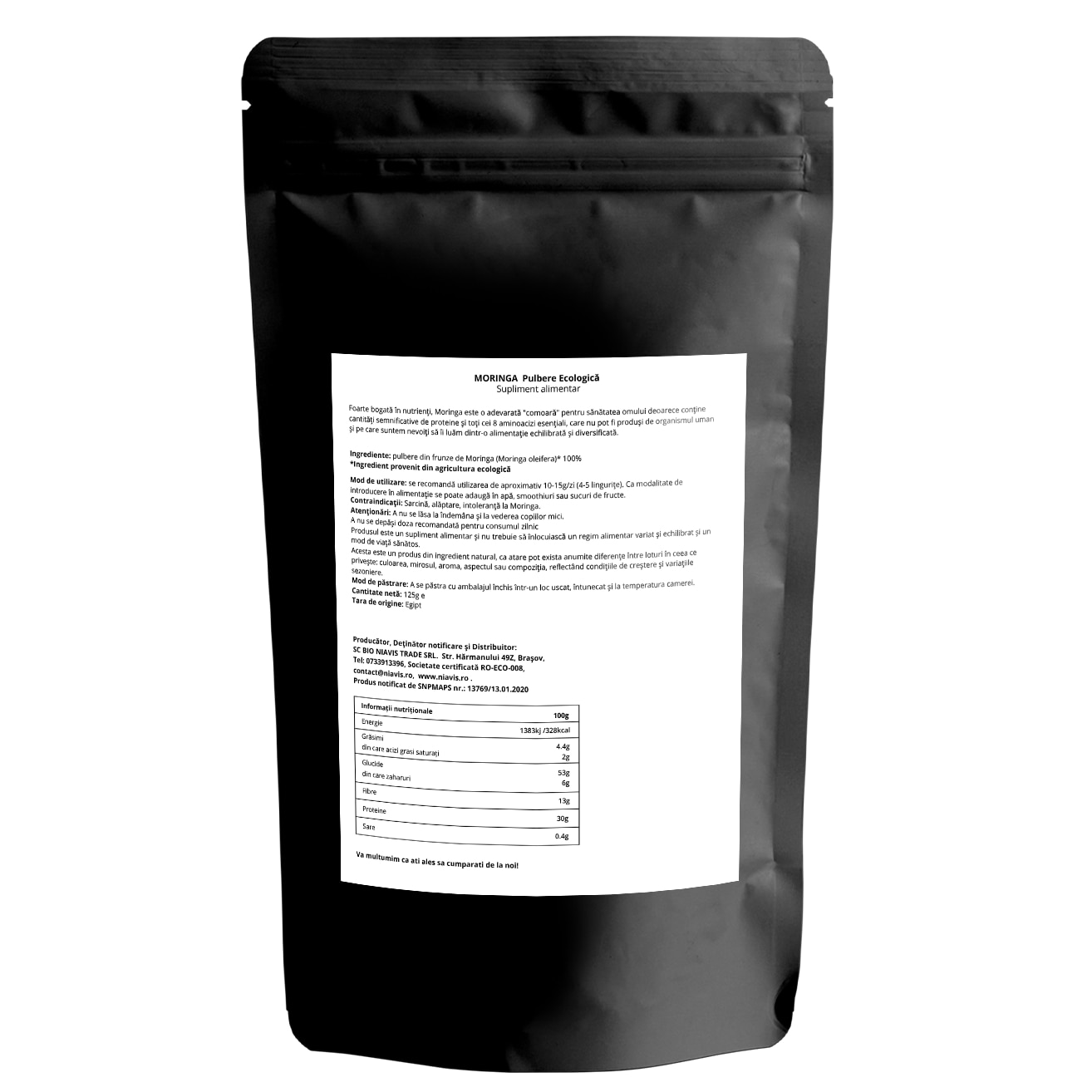 Moringa pulbere Ecologica/Bio125 gr - eMAG.ro