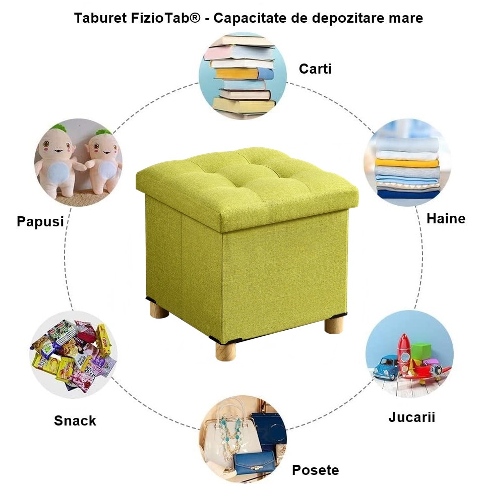 Taburet Pliabil cu Spatiu de Depozitare, FizioTab®, cu Picioare din ...