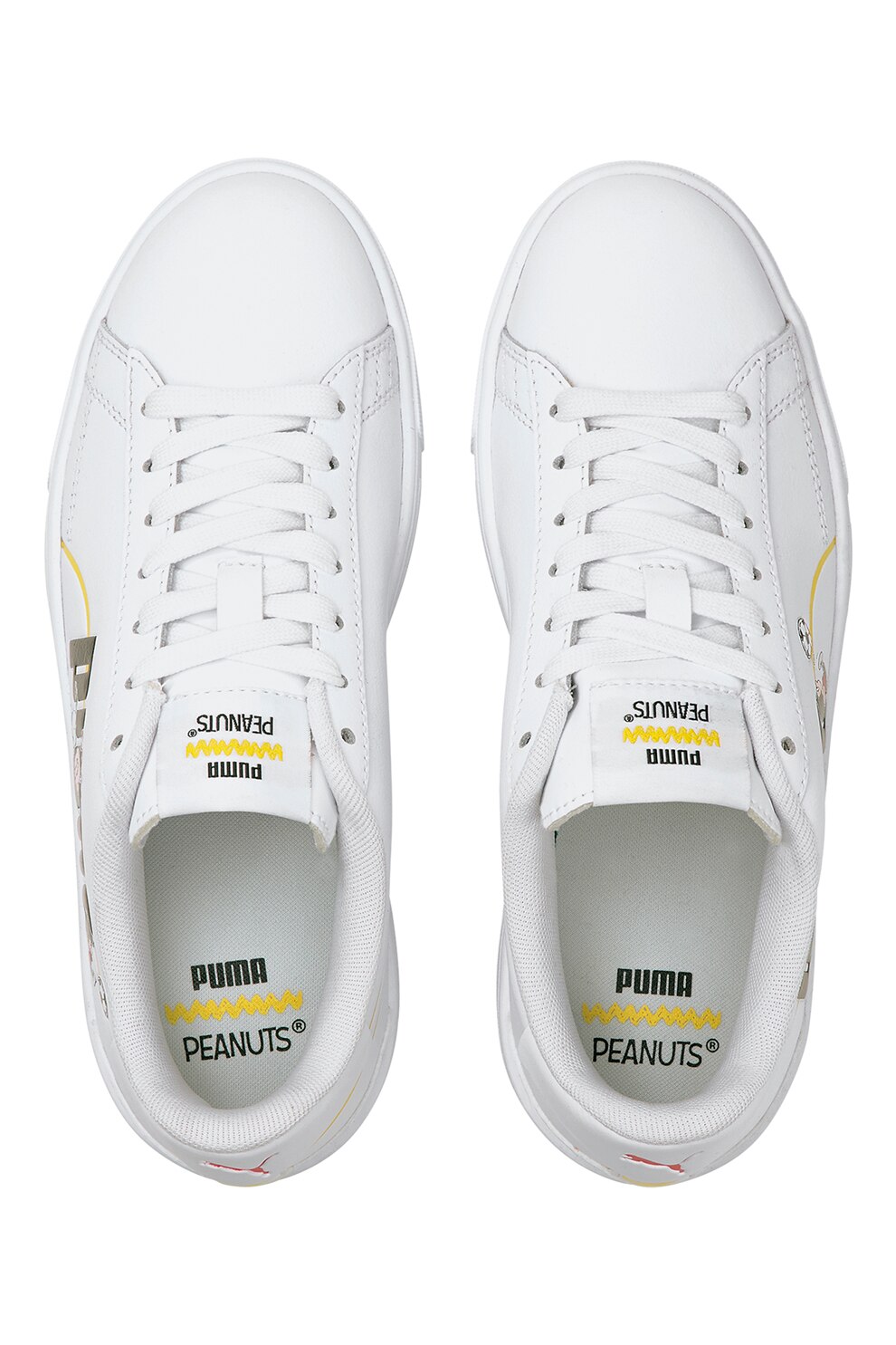 Puma, Pantofi sport din piele PEANUTS Serve Pro, Alb, 39 EU - eMAG.ro