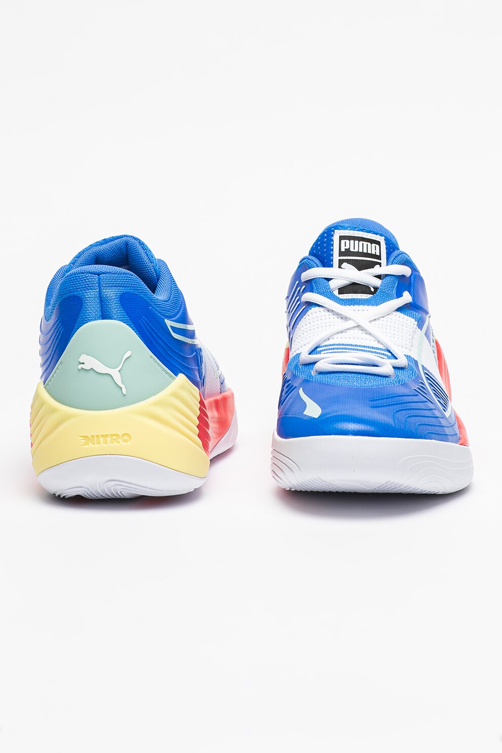 Puma, Pantofi pentru baschet Fusion Nitro, Rosu, galben pal, Albastru ...