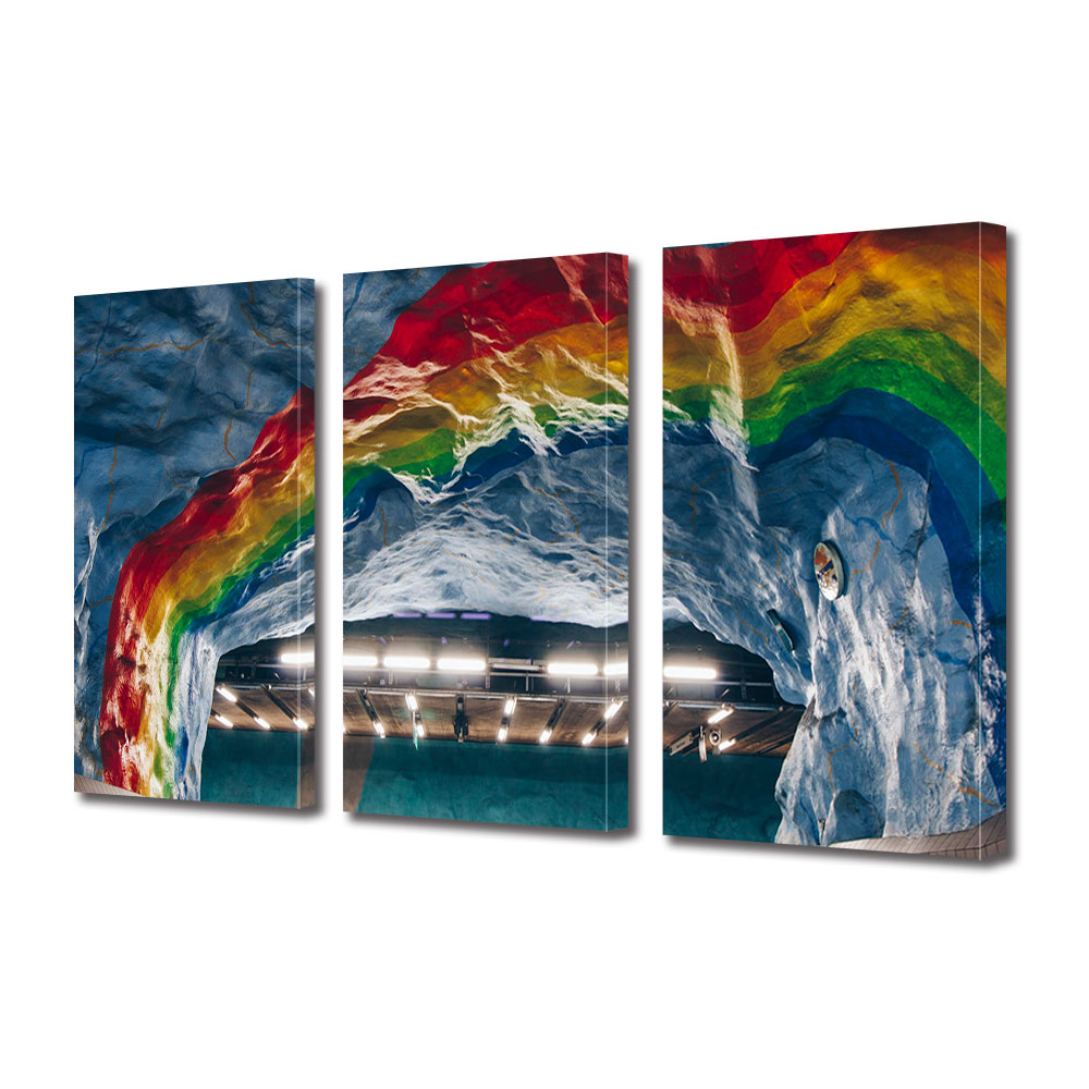 Set Tablouri Multicanvas 3 piese, Art Star, Metrou colorat frumos ...