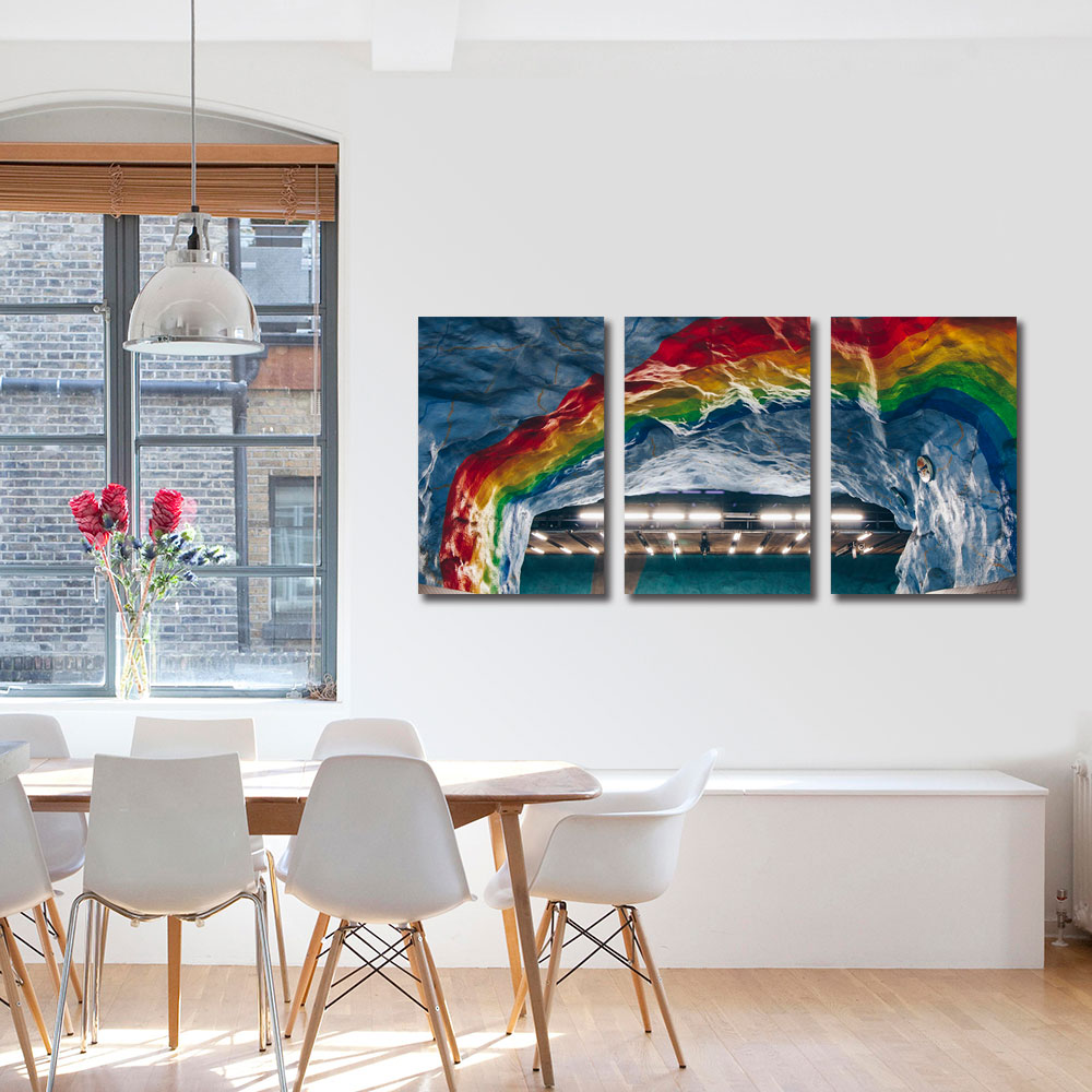 Set Tablouri Multicanvas 3 piese, Art Star, Metrou colorat frumos ...